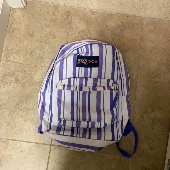 Jansport | Accessories | Jansport Backpack Purple And White Stripe ...